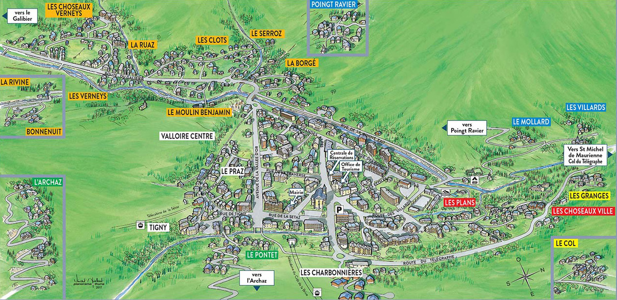 Plan station de ski de Valloire - Plan du village de Valloire et de la ...