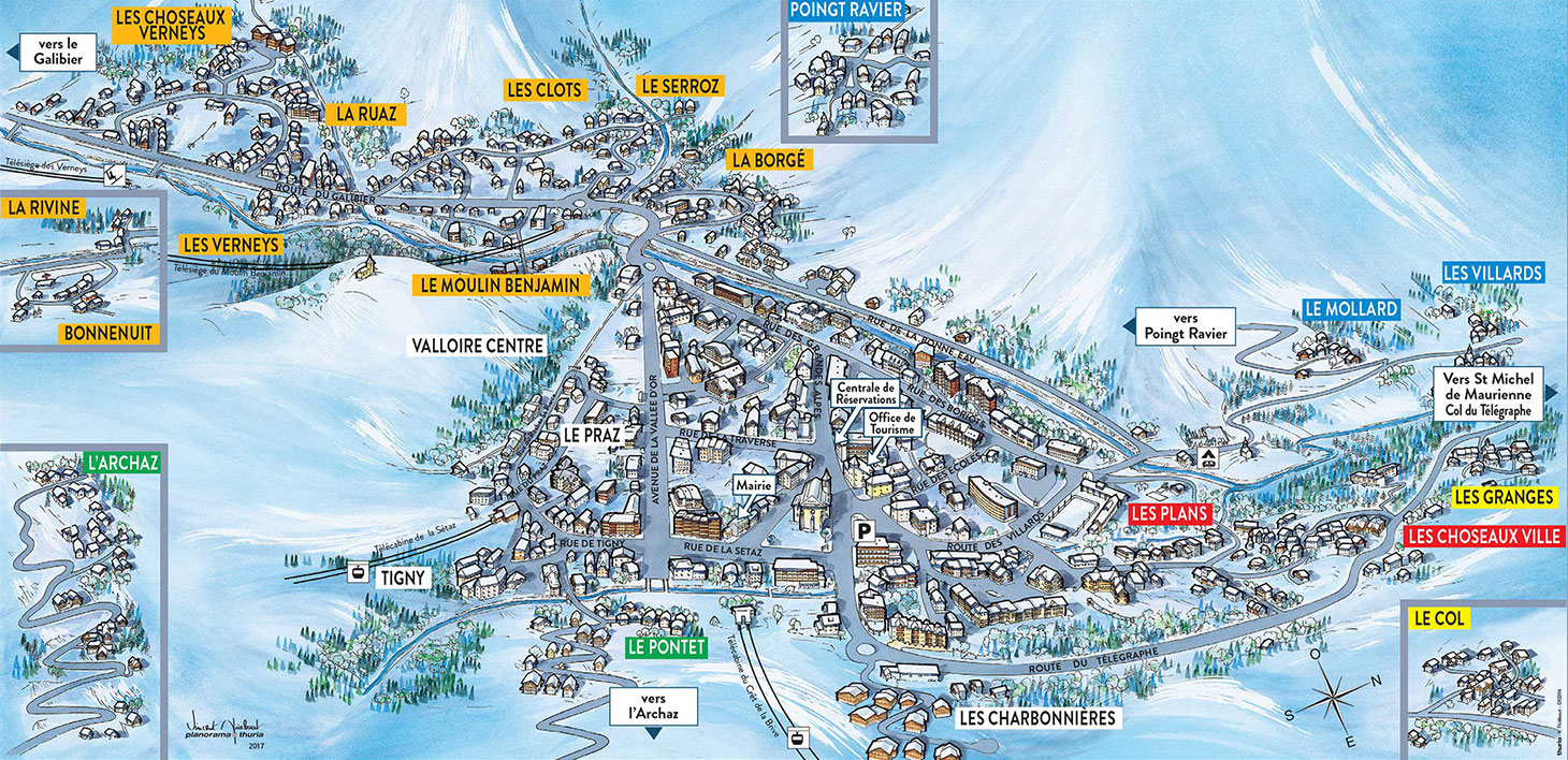 Plan station de ski de Valloire - Plan du village de Valloire et de la ...